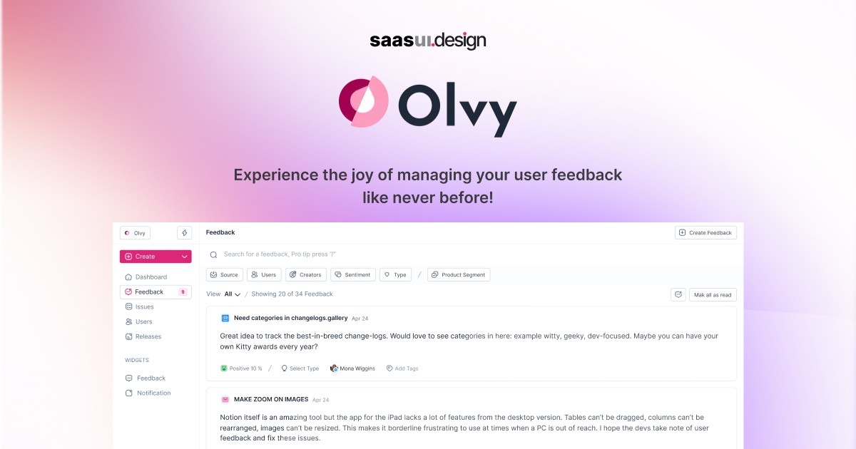 Olvy | UI, UX Design | SaaS | Application Design | saas ui